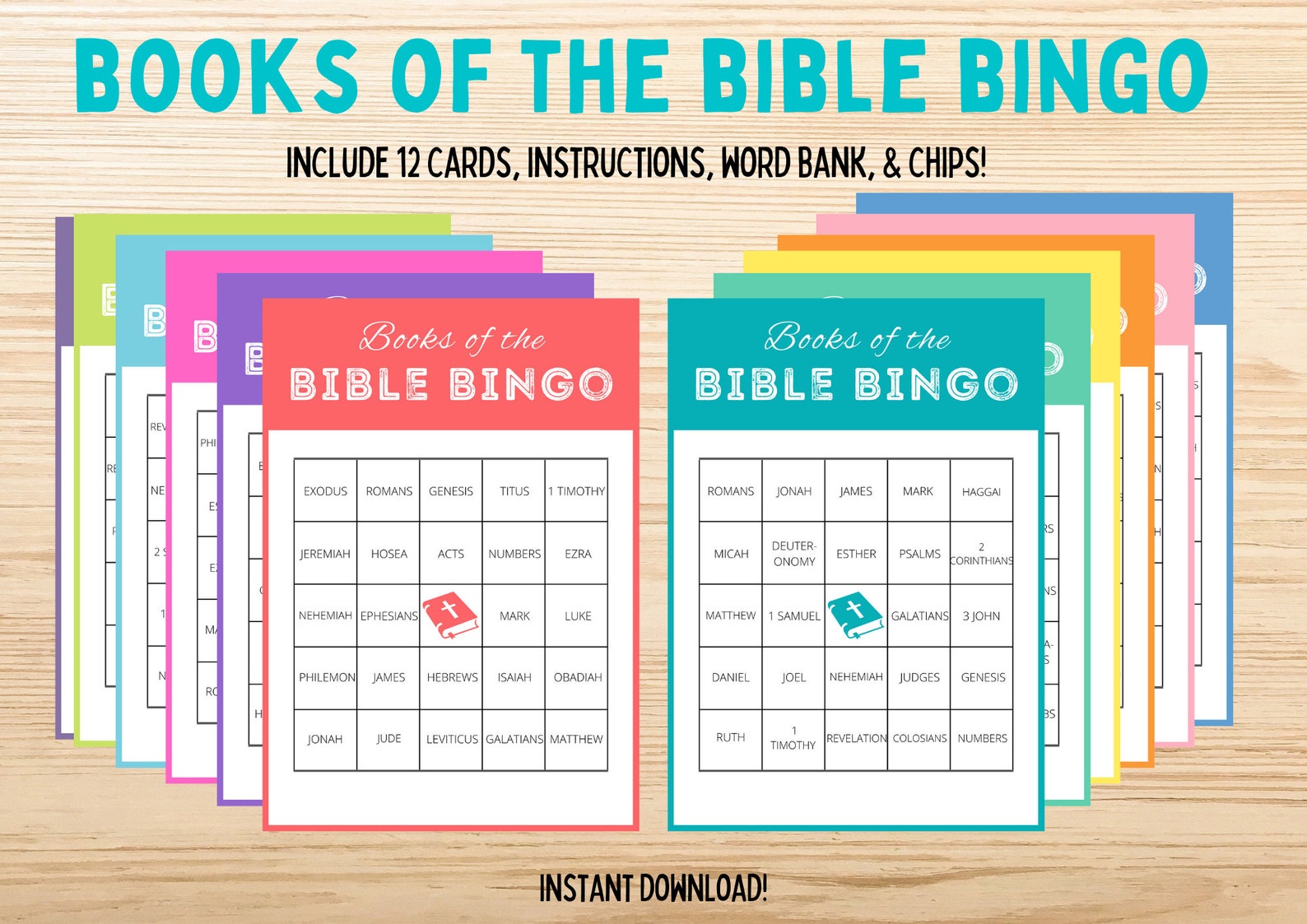Bible Bingo Books of the Bible Game Bible Memory - Etsy