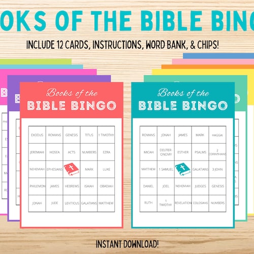 Bible Bingo Books of the Bible Game Bible Memory - Etsy