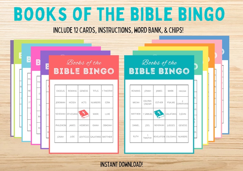 Bible Bingo Books of the Bible Game Bible Memory - Etsy