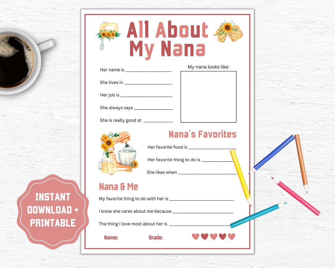 All About My Nana | Grandparents Day Activity | Grandparents Day Gift ...