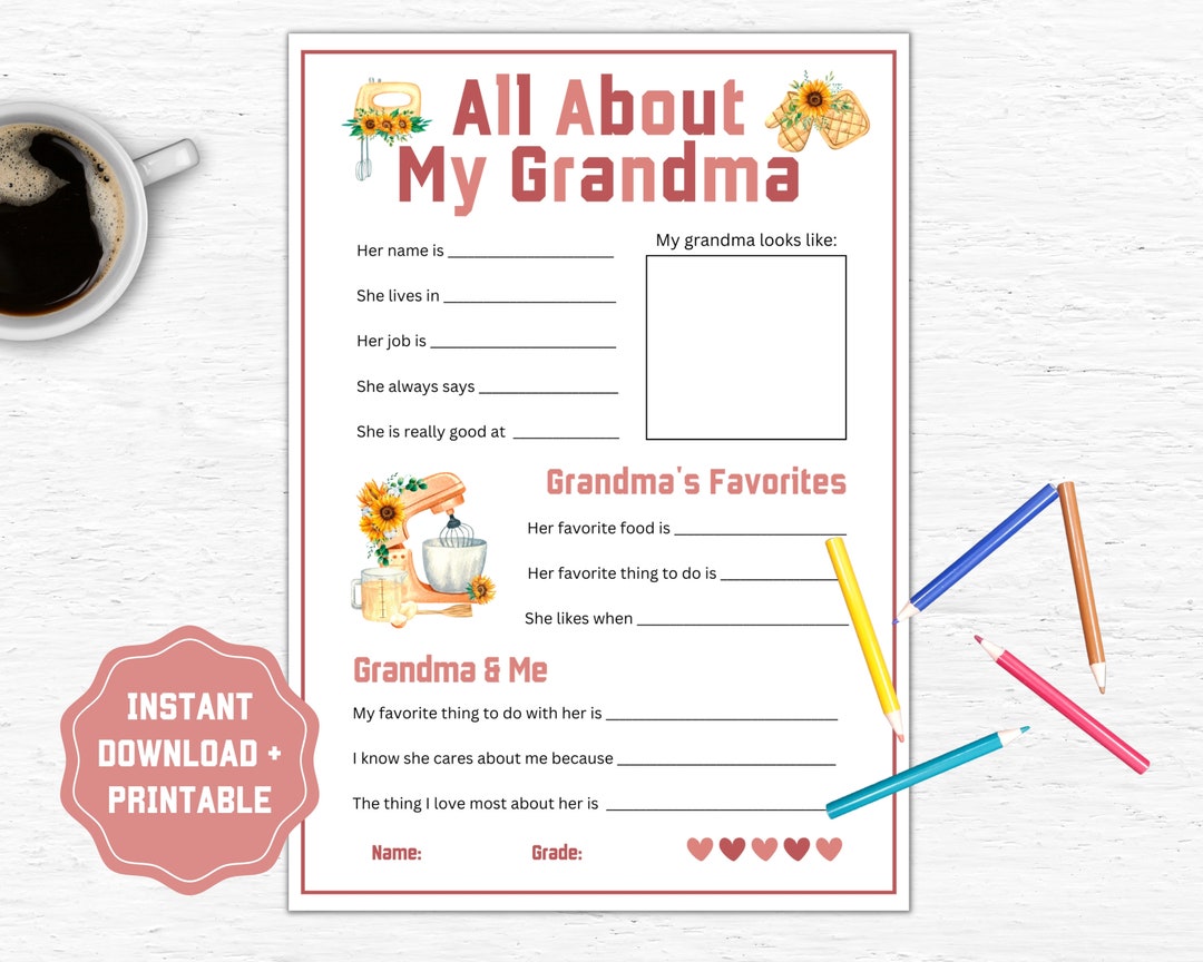 All About My Grandma | Grandparents Day Activity | Grandparents Day ...