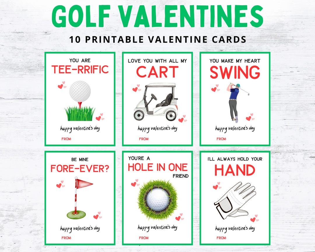 Golf Valentines Cards | Golf Valentines | Printable Golf Valentines ...
