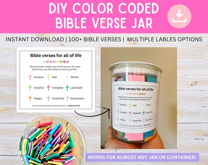 DIY Scripture Jar Printable for Emotional Support, DIY Bible Verse ...
