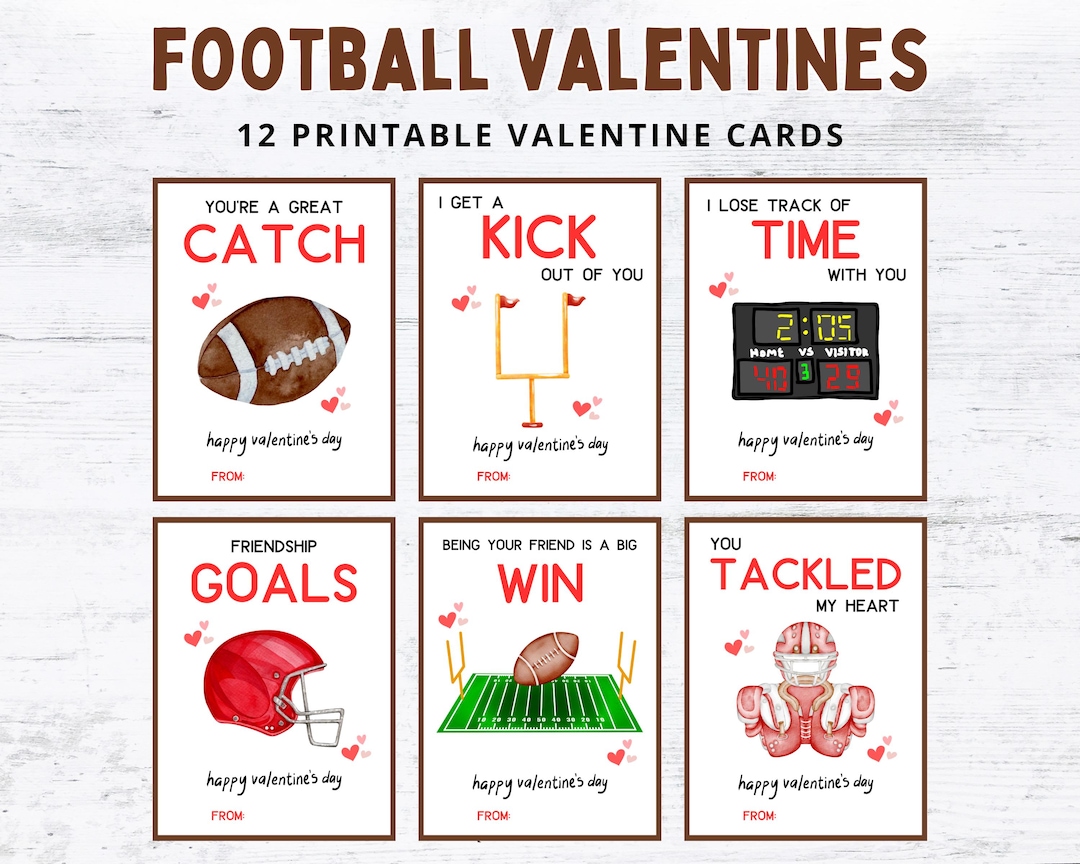 Football Valentines | Football Valentine Cards | Printable Football ...
