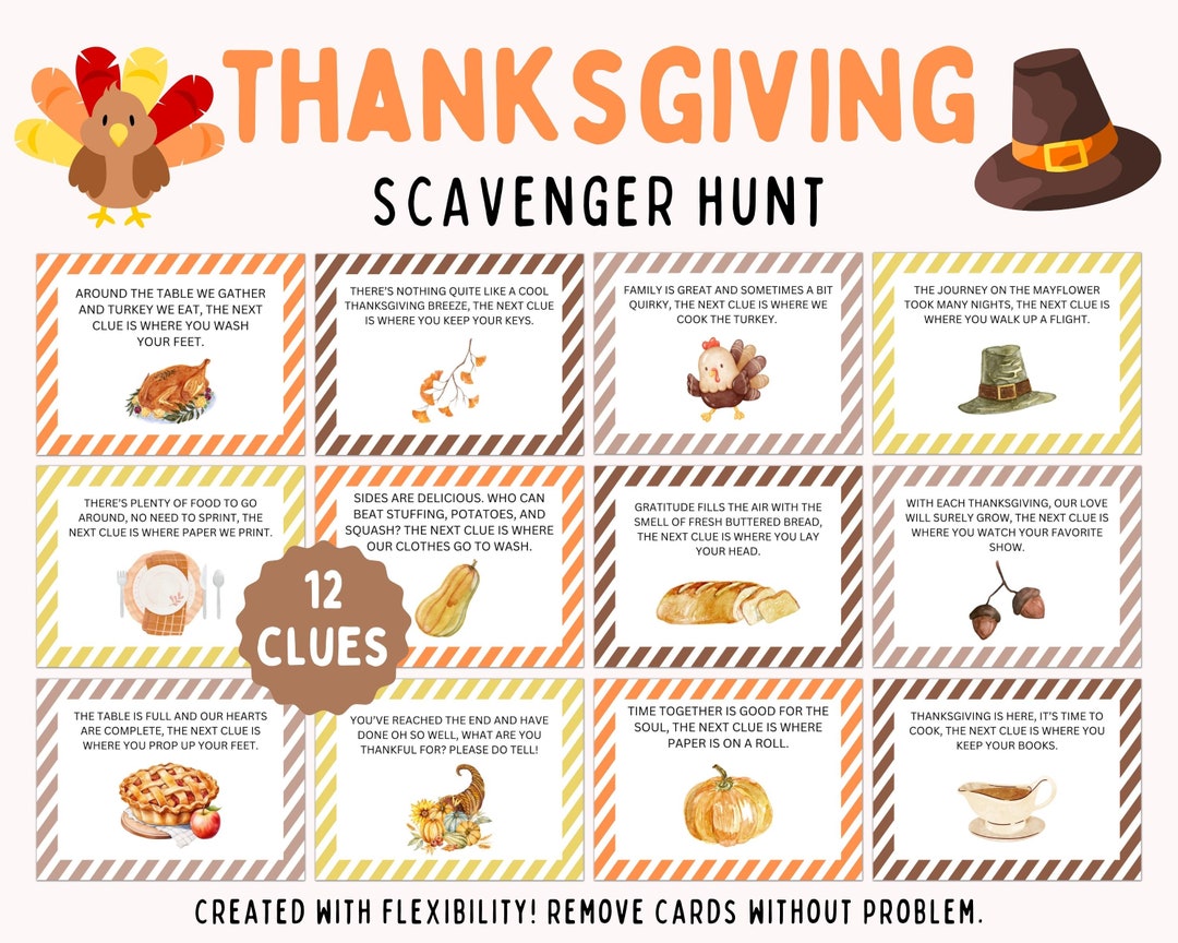 Thanksgiving Scavenger Hunt | Thanksgiving Games Family | Thanksgiving ...
