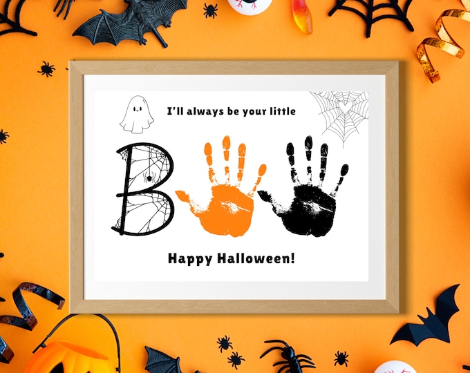 Halloween Boo Handprints Craft, Happy Halloween Craft, Halloween ...