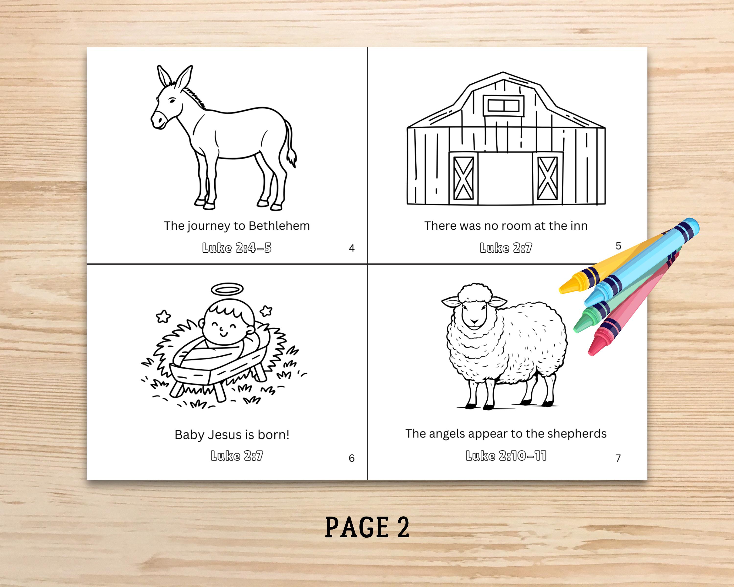 Nativity Story Mini Coloring Book: Christmas Bible Craft for Kids ...