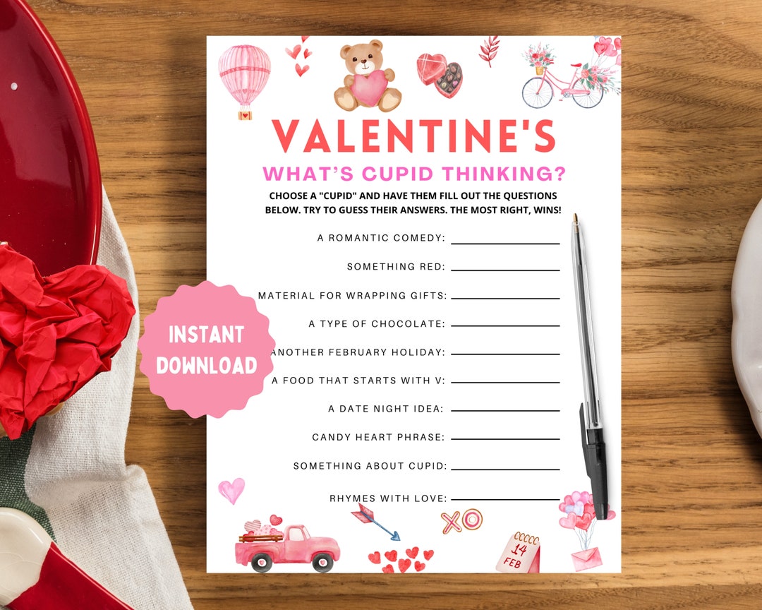 What is Cupid Thinking Valentines Party Games Valentines Day Games ...