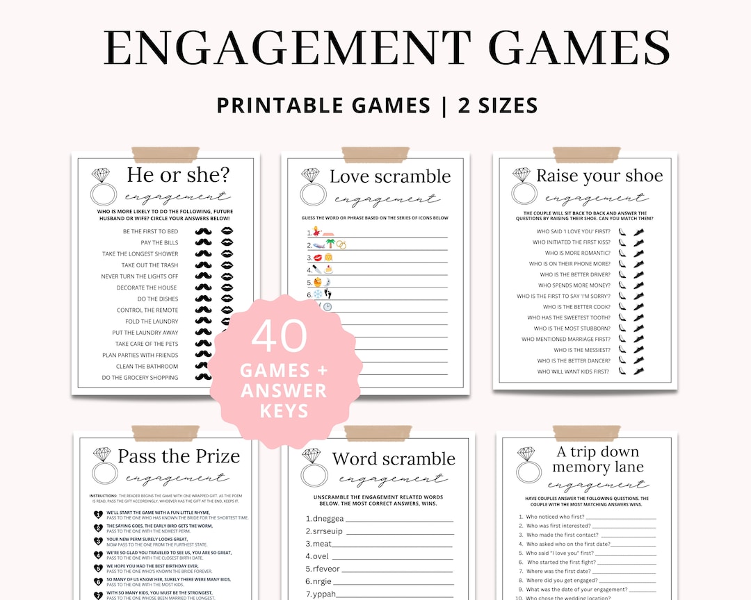 Engagement Party Games Bundle: 40 Printable Games (instant Download) - Etsy