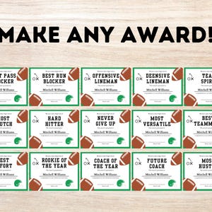 Editable Football Award Certificates: 40 Team Awards (printable) - Etsy