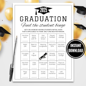 Find the Student Bingo | Graduation Icebreaker | 2025 Graduation Games ...