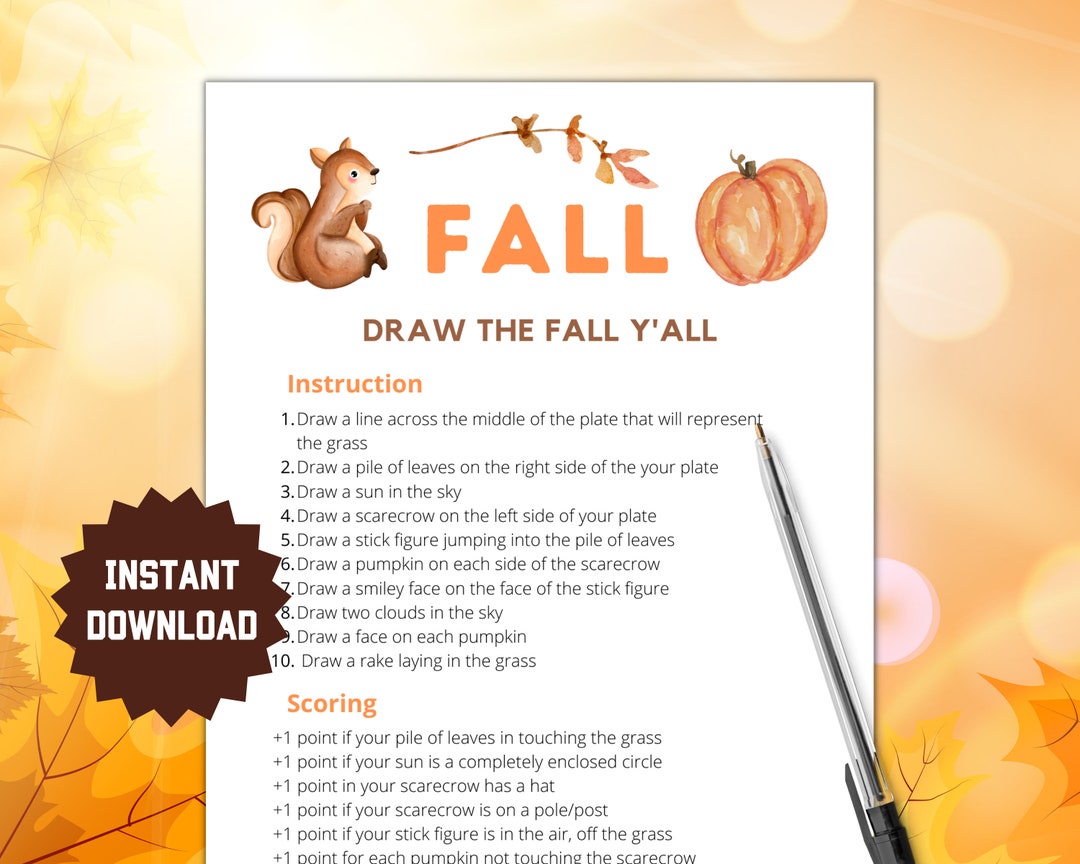 Draw Fall Game Fall Game Fall Game Printable Fall Party Game Fall Game ...