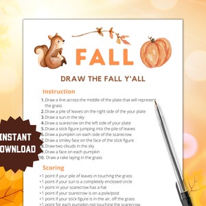 Draw Fall Game Fall Game Fall Game Printable Fall Party Game Fall Game ...