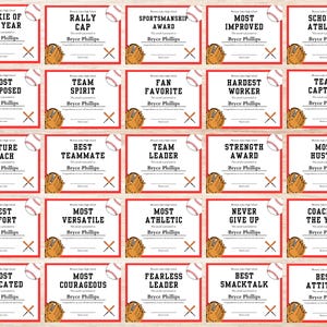 Editable Baseball Award Certificates: Team Banquet Keepsake (printable ...