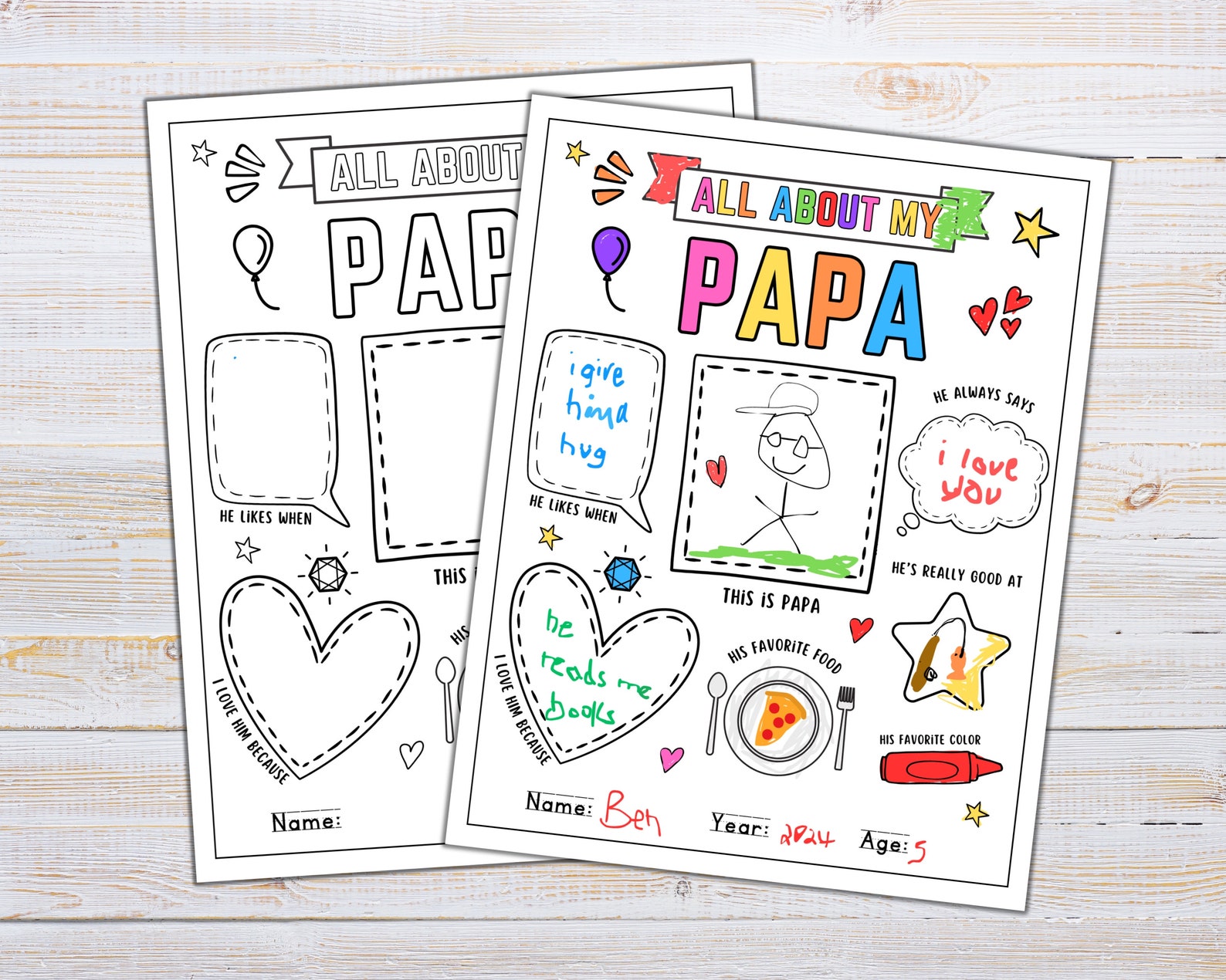 All About My Papa Coloring Page: Grandparents Day Craft (digital ...