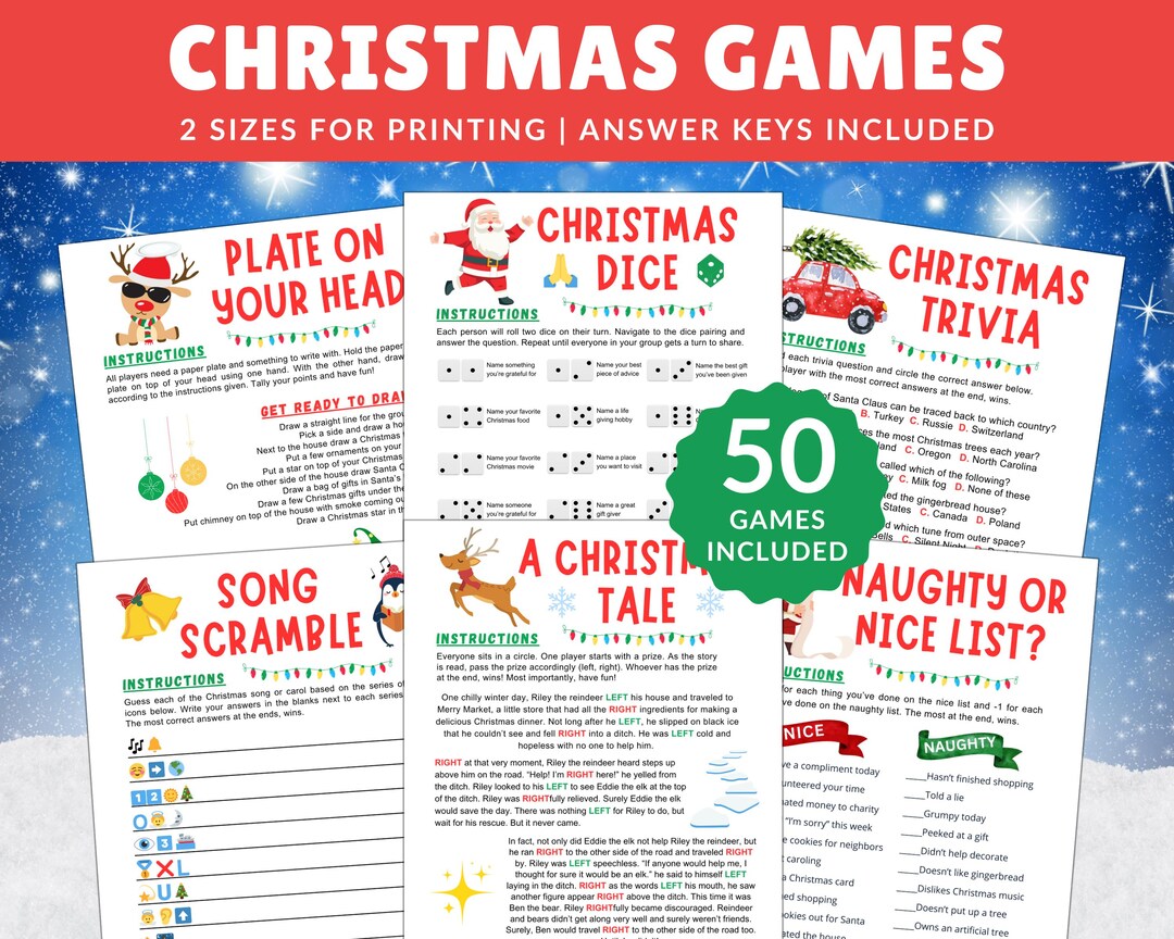Printable Christmas Games | Christmas Party Games | Christmas Games ...