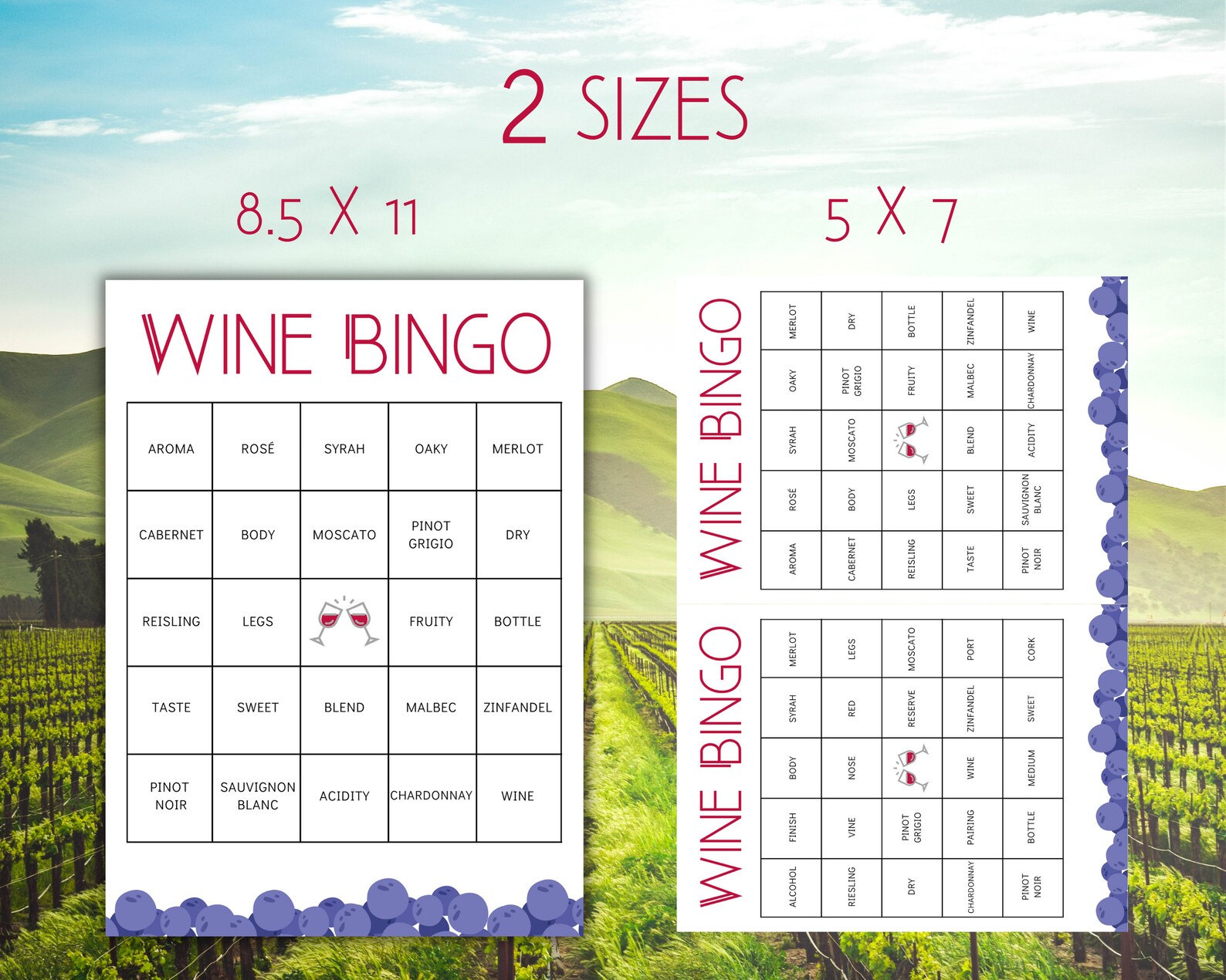 Wine Bingo Wine Games Wine Party Games Girls Wine Trip - Etsy