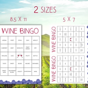 Wine Bingo Wine Games Wine Party Games Girls Wine Trip - Etsy