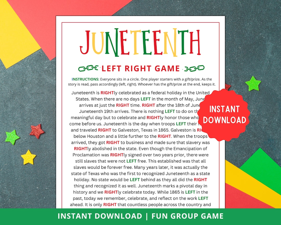 Juneteenth Left Right Game | Juneteenth Game | Juneteenth Game for ...