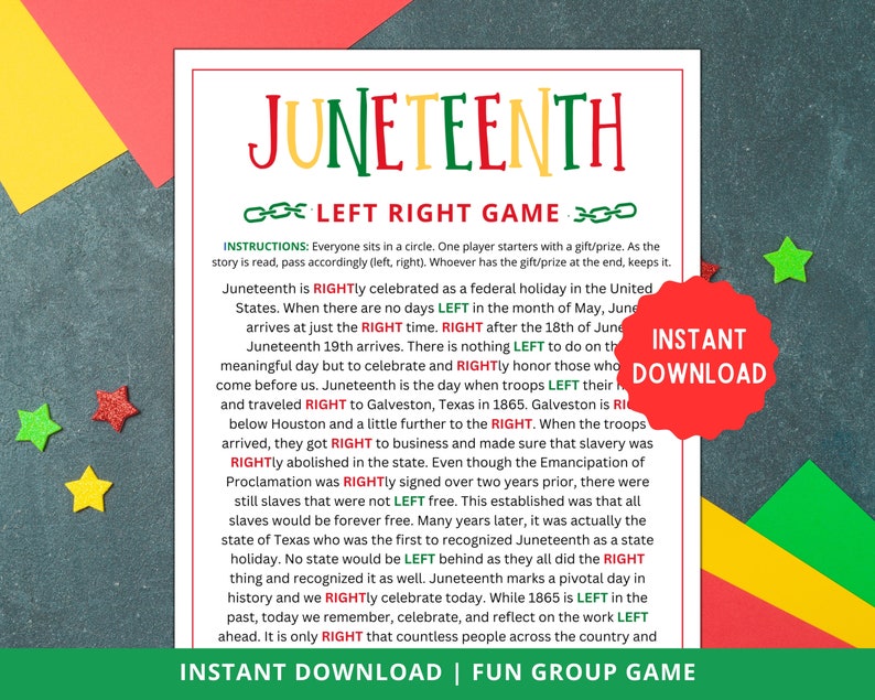 Juneteenth Left Right Game Juneteenth Game Juneteenth Game for Adults ...