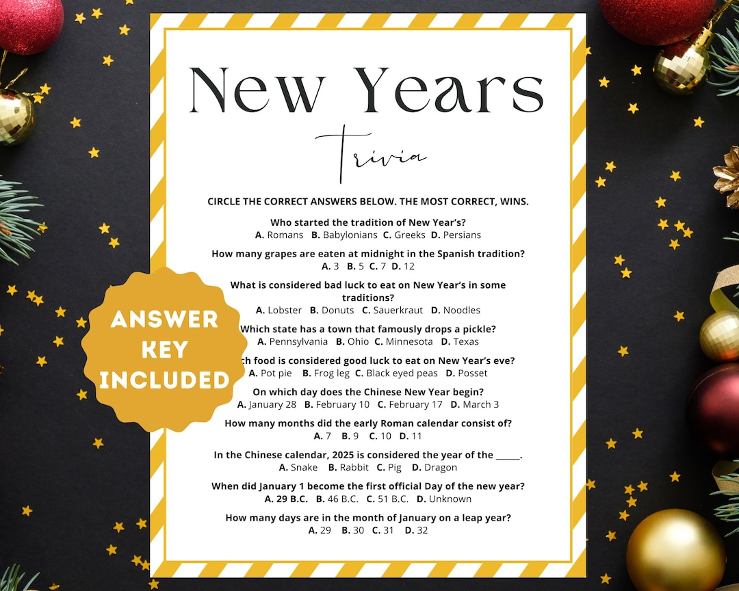New Years Trivia | 2025 Trivia | New Years Eve Game | New Years Game ...