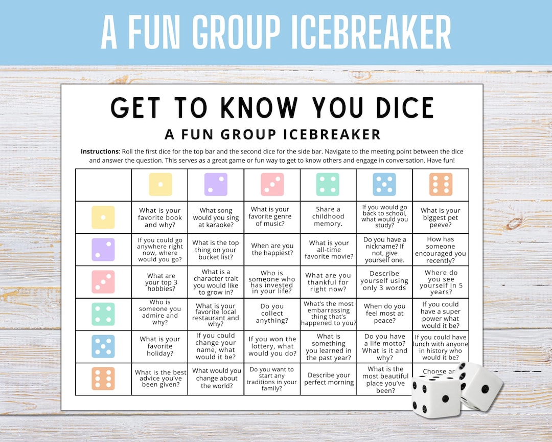 Get to Know You Game | Get to Know You Dice Game | Icebreaker Game ...