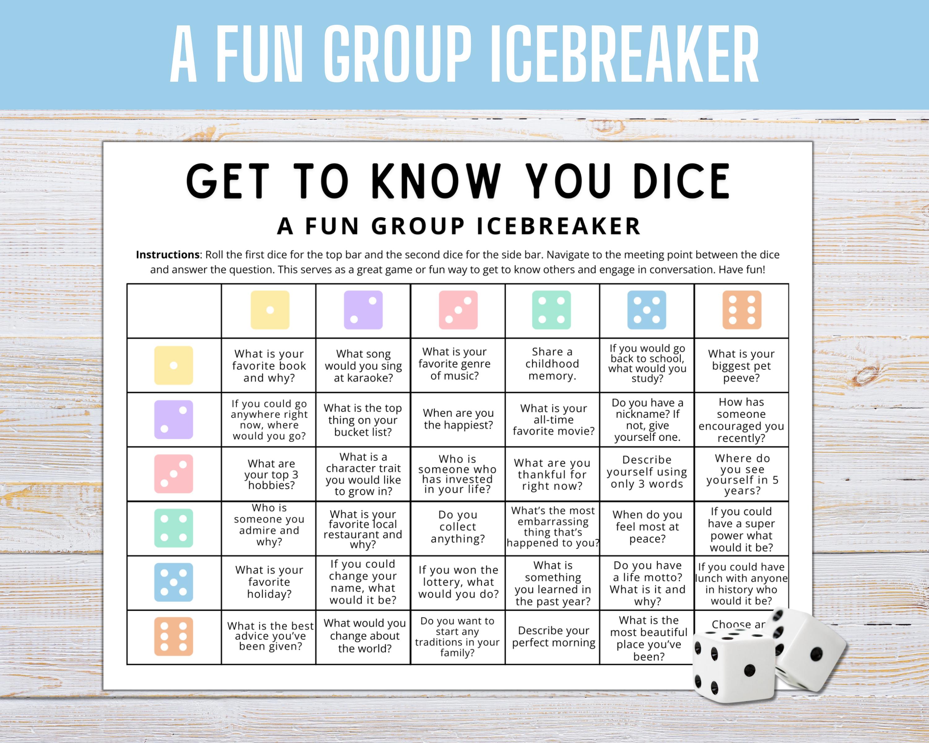 Get to Know You Dice Game: Fun Group Icebreaker (digital Download) - Etsy