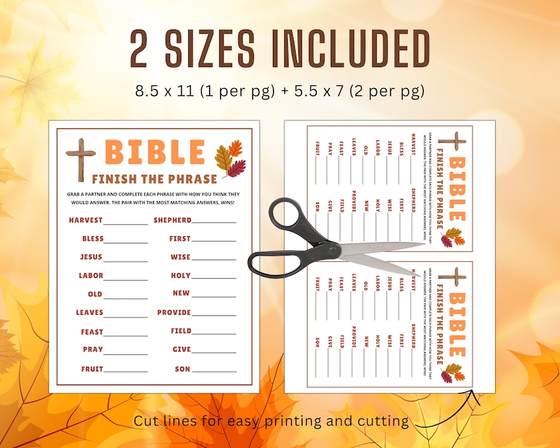 Fall Bible Game Bundle: 20 Printable Christian Games (digital Download ...