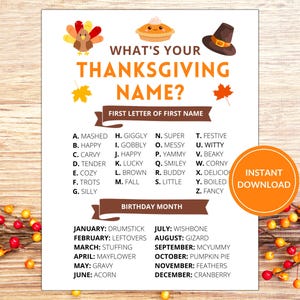 Whats Your Turkey Name | Thanksgiving Game for Kids | Thanksgiving ...