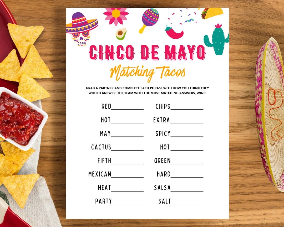 Funny Cinco De Mayo Matching Tacos Game (digital Download) - Etsy