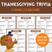 Thanksgiving Trivia Game | 50 Questions, 5 Rounds (printable) - Etsy