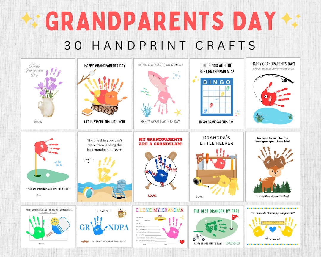Grandparents Day Handprint Crafts | Keepsake Art (digital Download) - Etsy