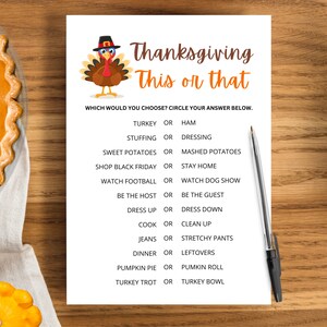 This or That Thanksgiving Thanksgiving Games Thanksgiving Games for ...