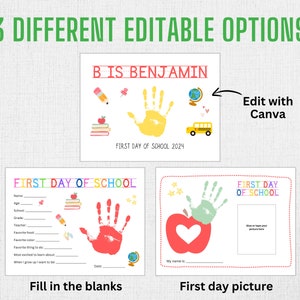 First Day of School Handprint Craft Back to School Craft First Day of ...