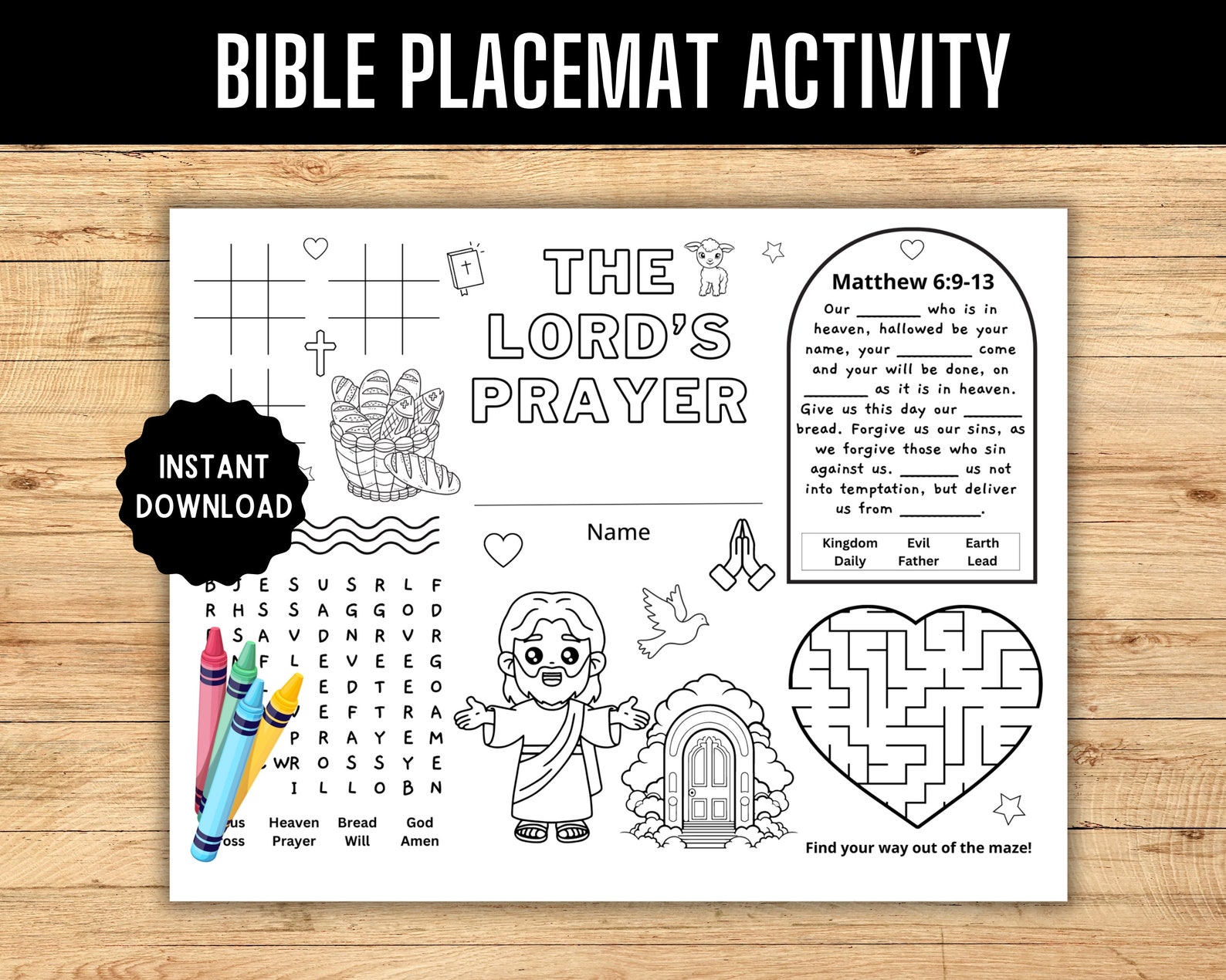 The Lord's Prayer Placemat | Bible Activity, Sunday School (digital ...