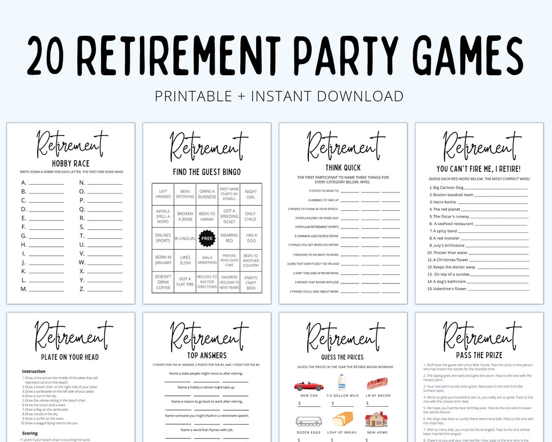 Retirement Party Games Retirement Games Retirement Games - Etsy