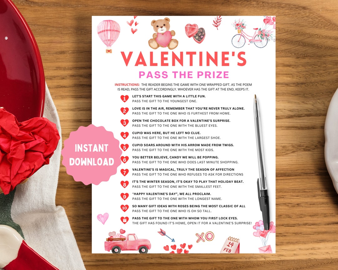 Valentine's Pass the Prize | Valentine's Day Games | Valentine's Left ...