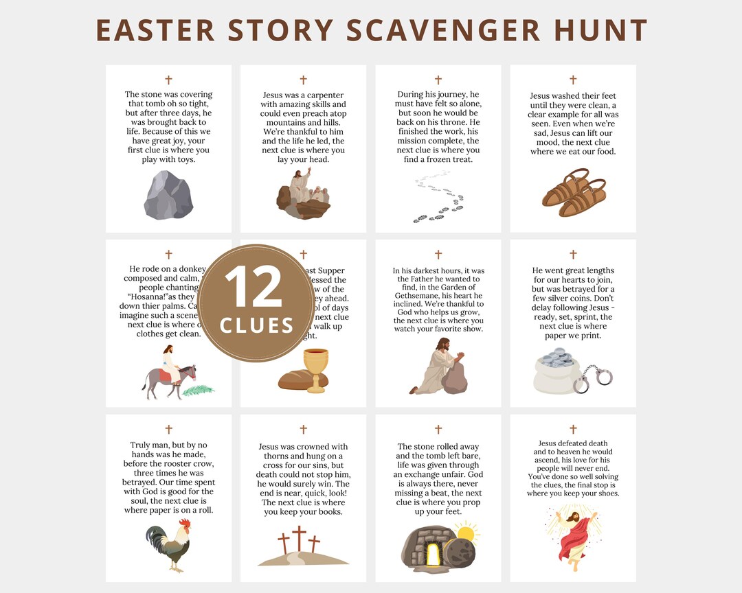 Easter Story Scavenger Hunt | Resurrection Scavenger | Easter Bible ...