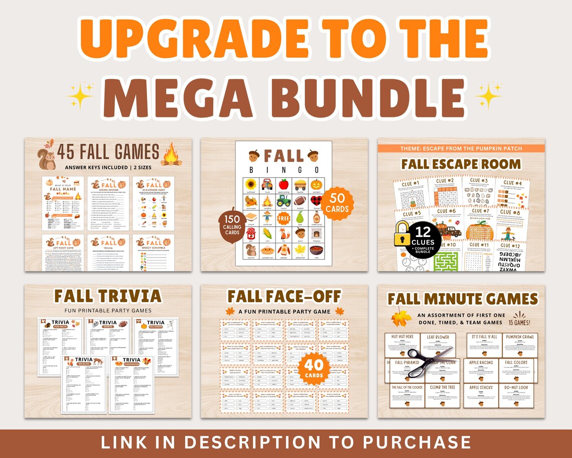 Fall Bingo Game | 50 Printable Cards (digital Download) - Etsy