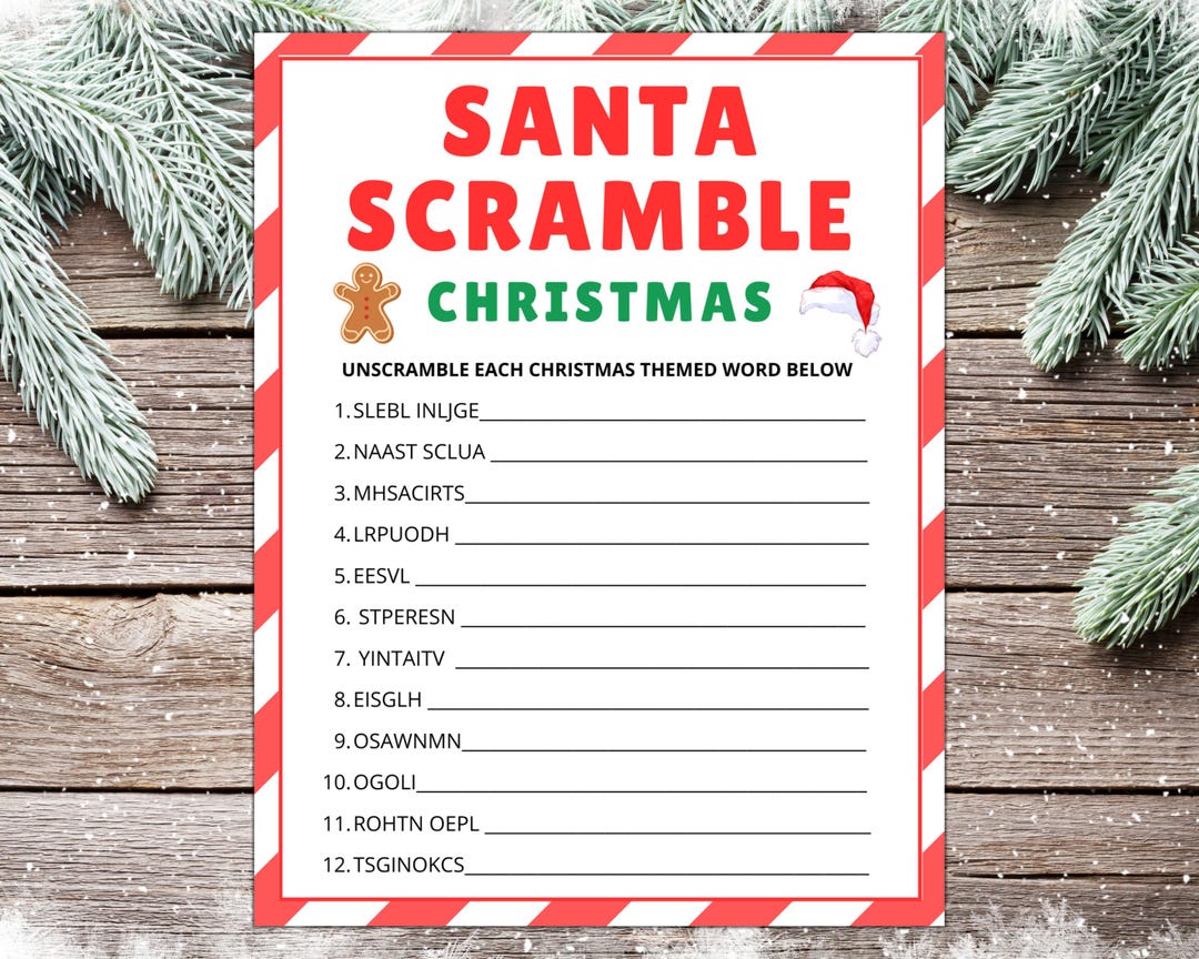 Santa Scramble | Christmas Word Scramble | Santa Games | Icebreaker ...
