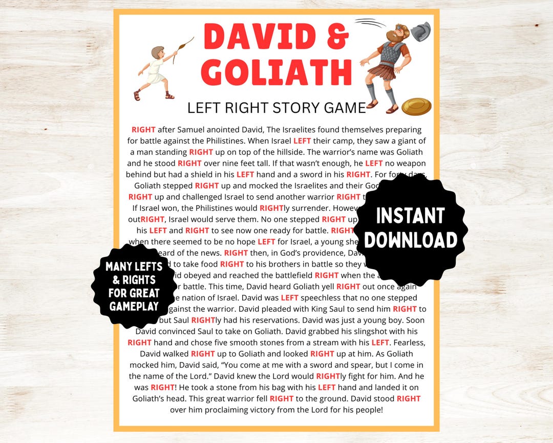 David and Goliath Bible Story Game | Sunday School Activity (digital ...