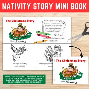 Nativity Story Mini Coloring Book: Christmas Bible Craft for Kids ...