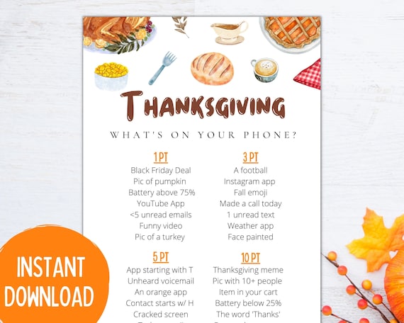 What's on Your Phone Thanksgiving Thanksgiving Games - Etsy