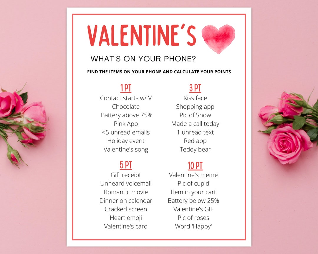 Valentine's What's on Your Phone Valentine's Day Games Valentine's ...