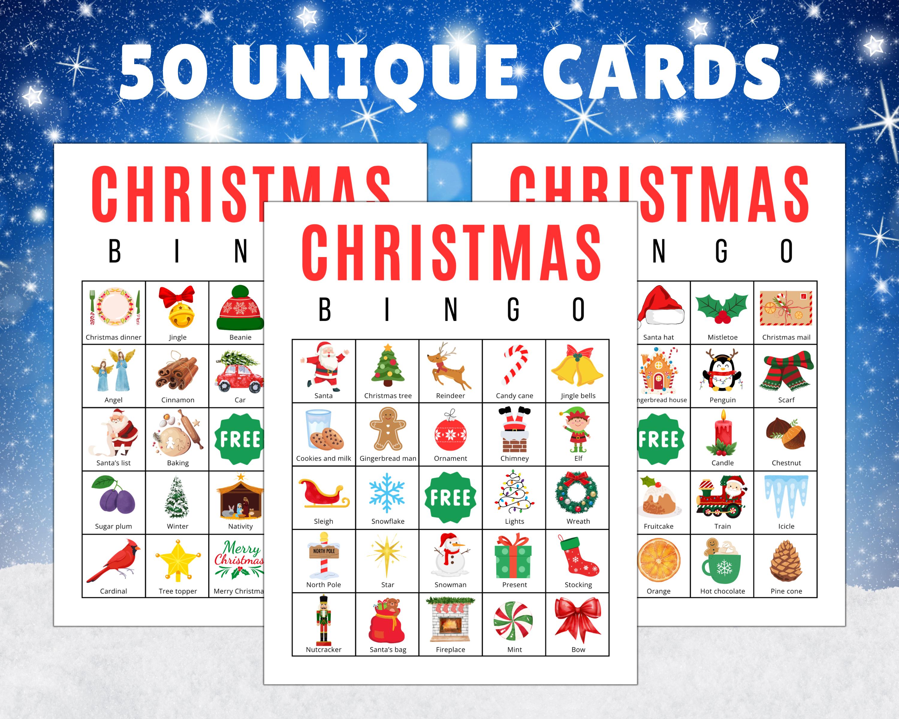Christmas Bingo Game: 50 Printable Cards (digital Download) - Etsy