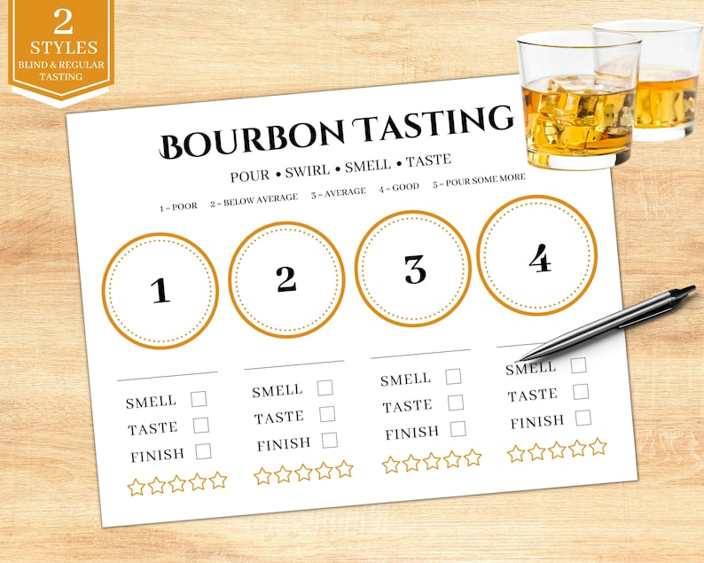 Bourbon Tasting Sheet | Blind & Regular Styles (printable) - Etsy
