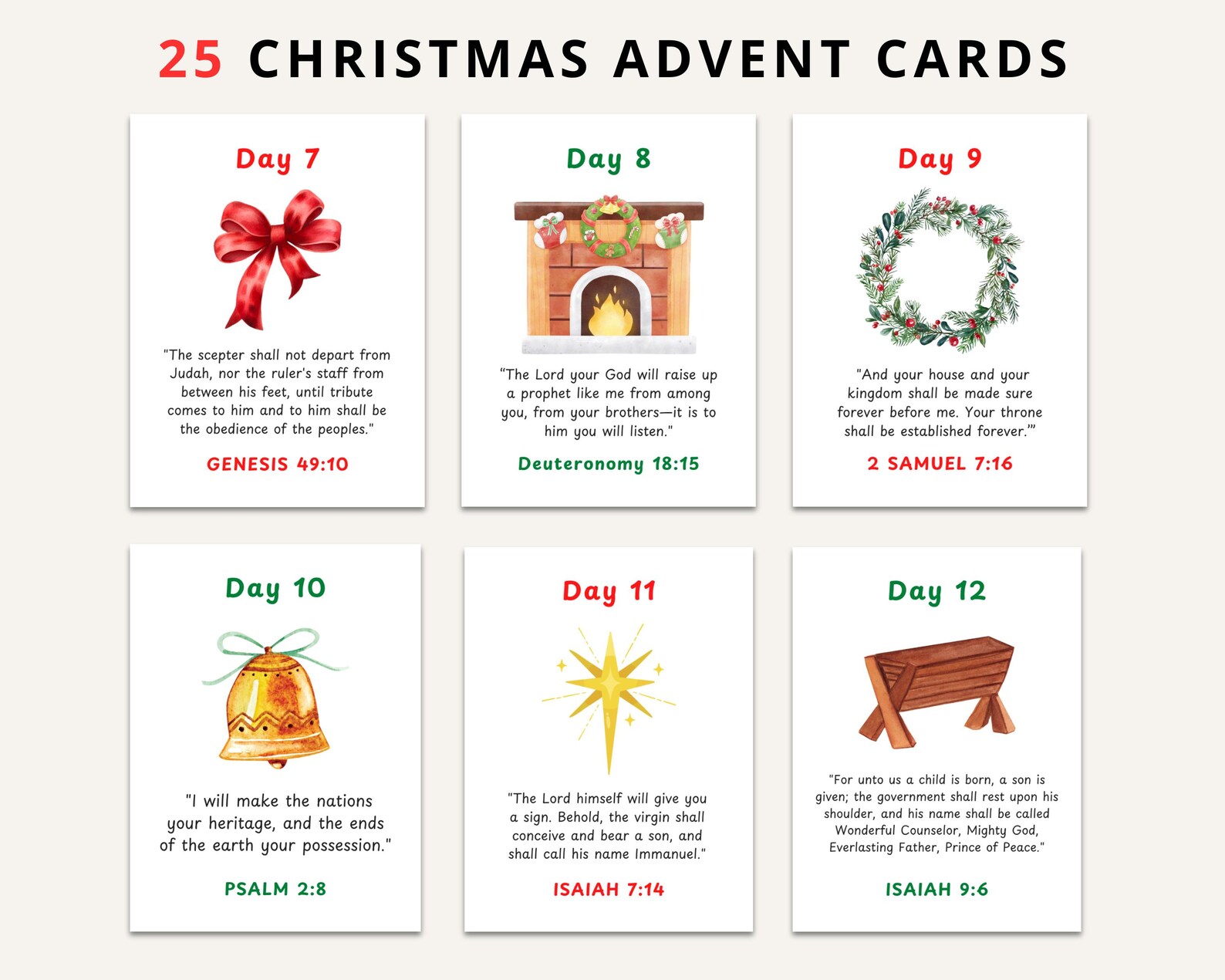 Christmas Advent Bible Verse Cards: 25 Christmas Advent Calendar Cards ...