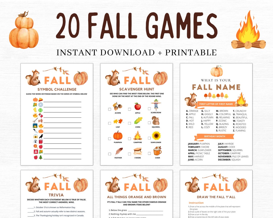 Fall Games Fall Games Printable Fall Party Games Fall Games for Kids ...