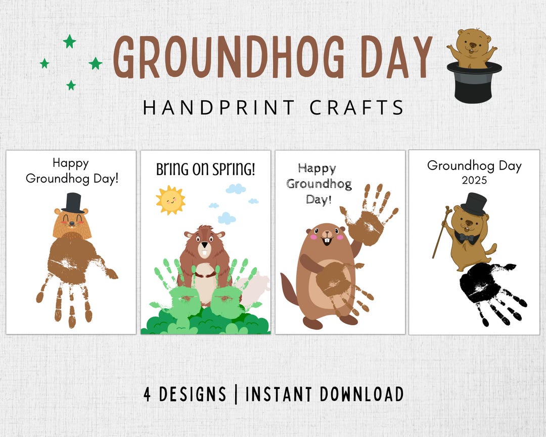 Groundhog Day Handprint Craft | Groundhog Craft | Groundhog Day for ...