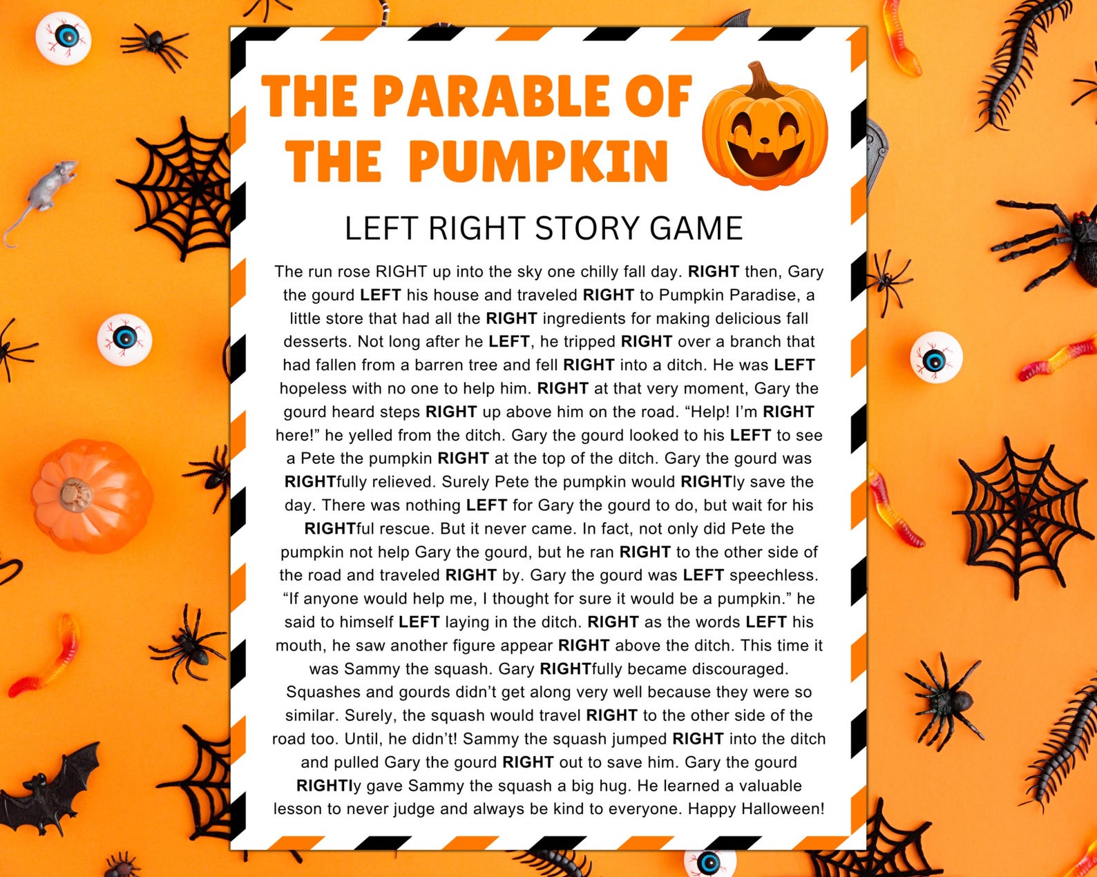 Pumpkin Parable Game: Christian Halloween Left Right Bible Game ...